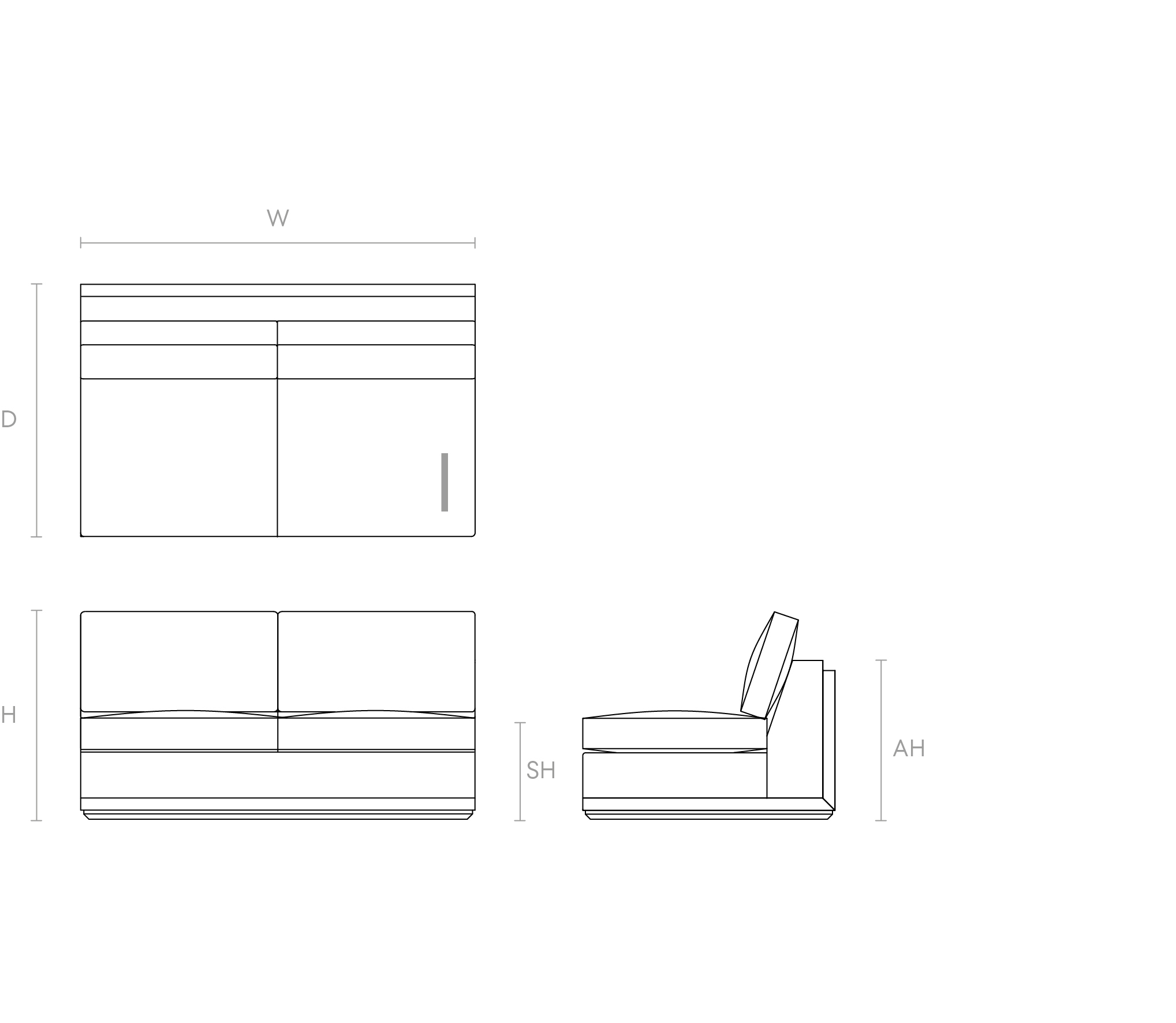 Oscar Middle Module - 2.0 Seater - Ateliers London